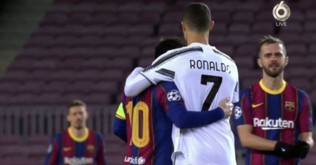 VIDEO: Ronaldo And Messi Hug Ahead Of Barca vs Juve