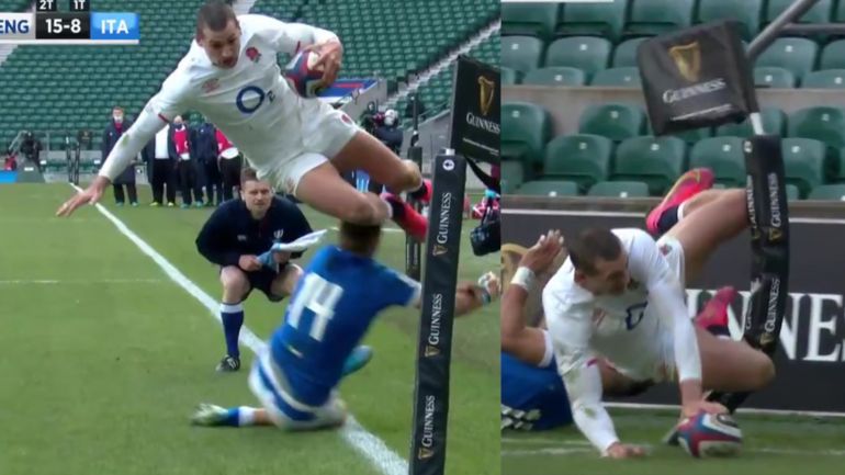 Video: Jonny May dives over Italian player for absolutely amazing ...