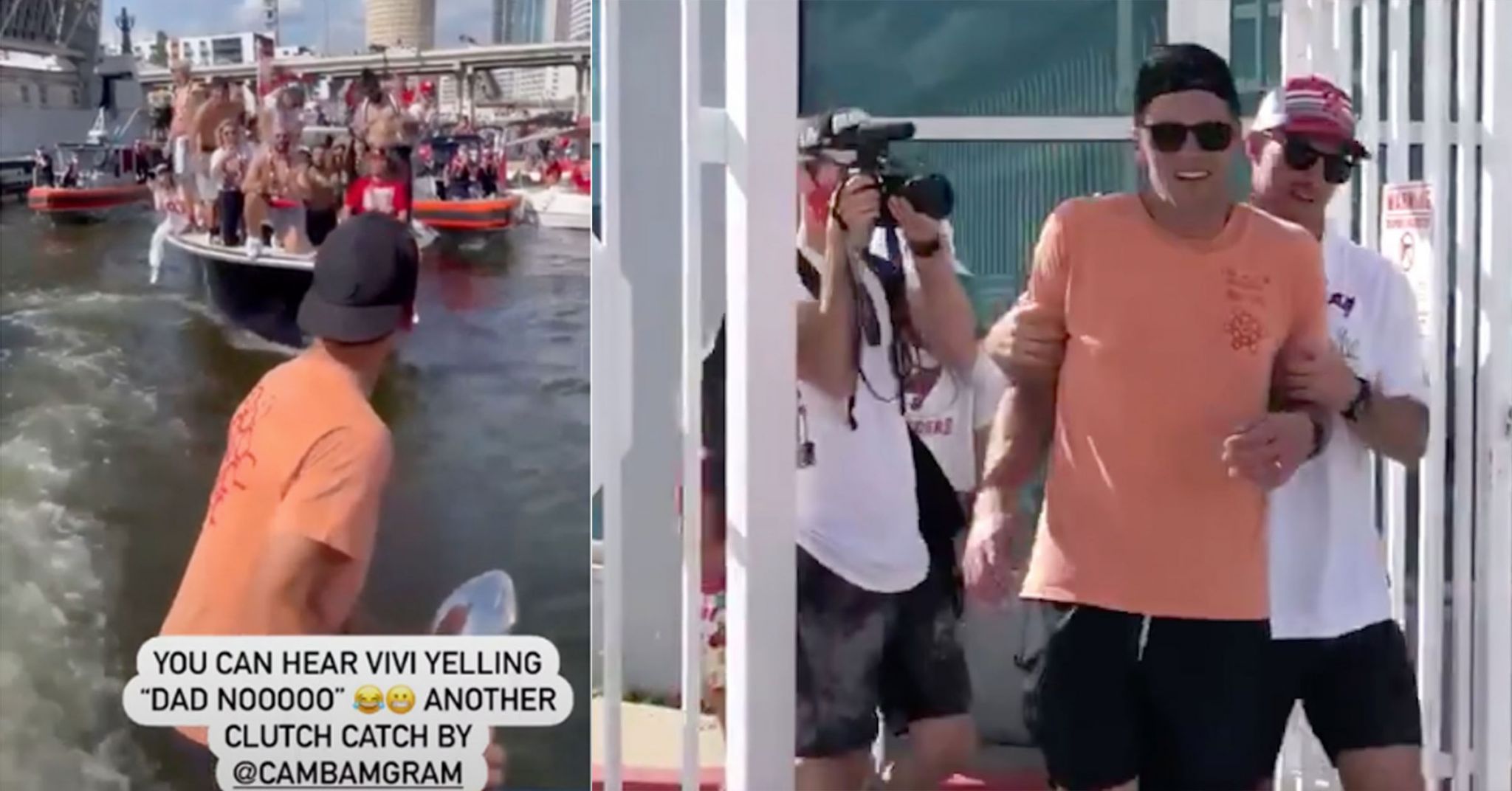 Tom Brady 'Throwing' The Lombardi Trophy Over the Water - While ...