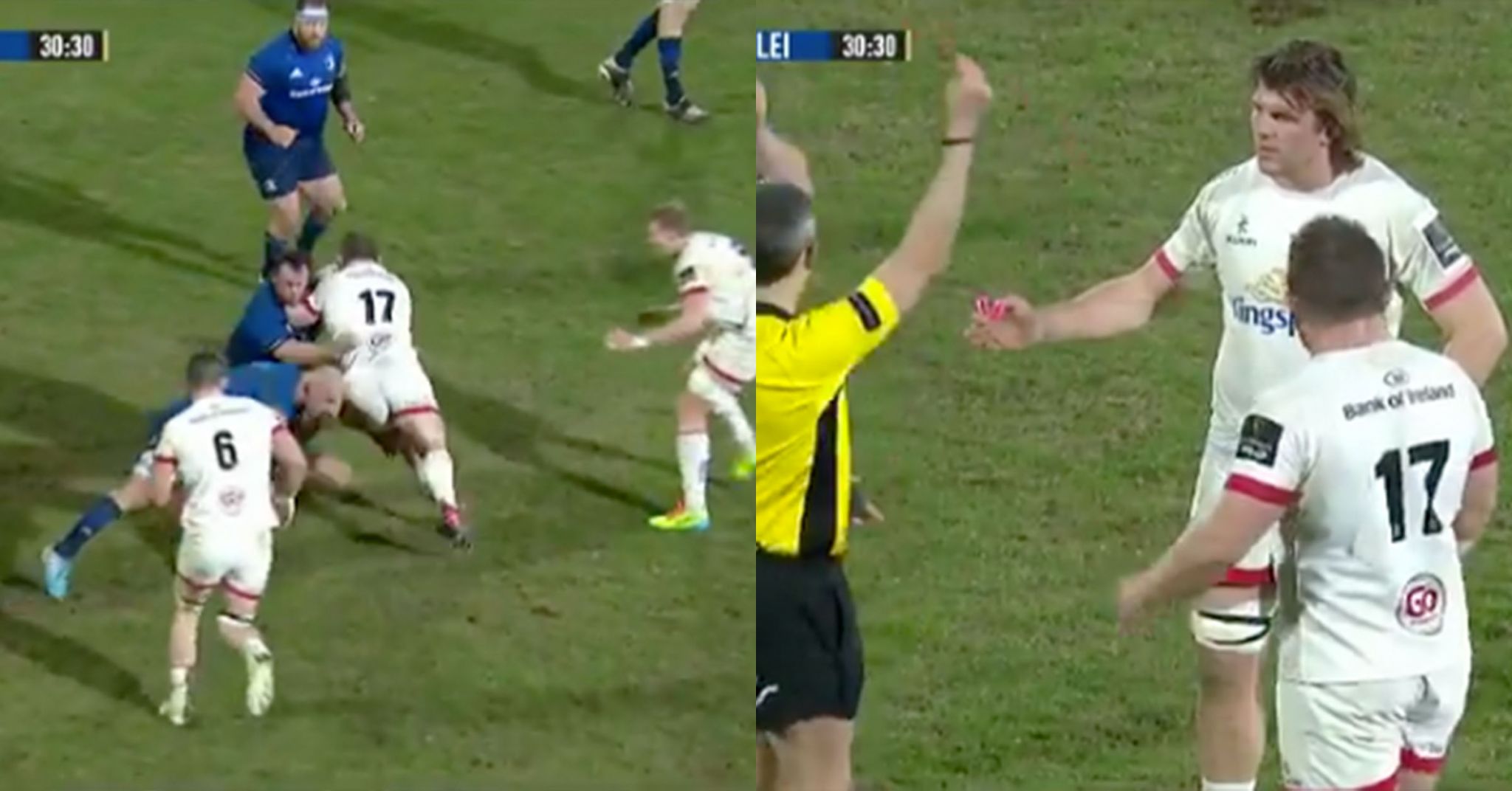 Ulster's Andrew Warwick Receives a Straight Red Card & Frank Murphy ...
