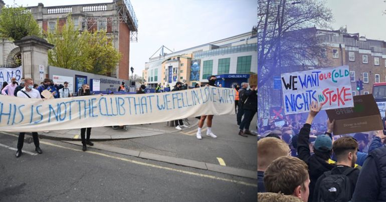 Chelsea Fans Stage Huge Protest Outside Stamford Bridge
