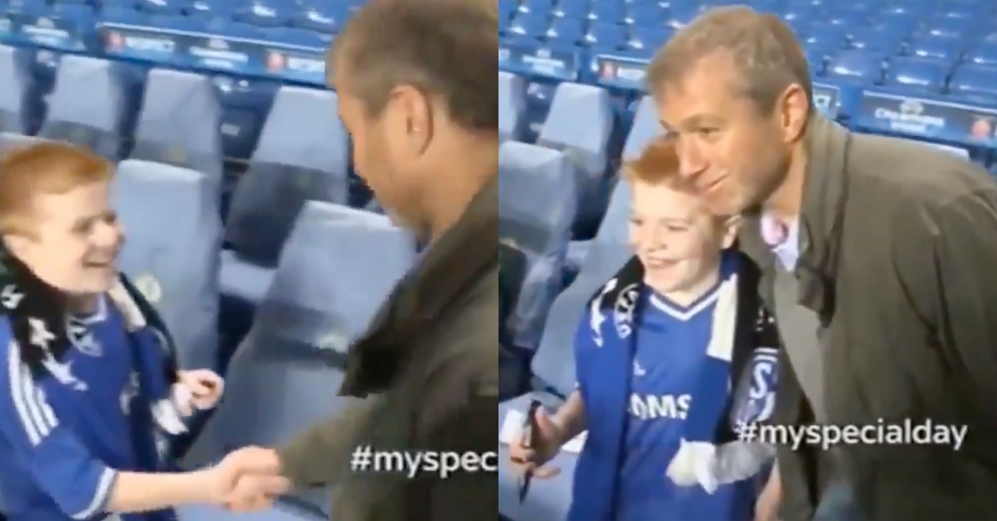 Roman Abramovich meeting young Chelsea fan Oran Tully, who sadly passed ...