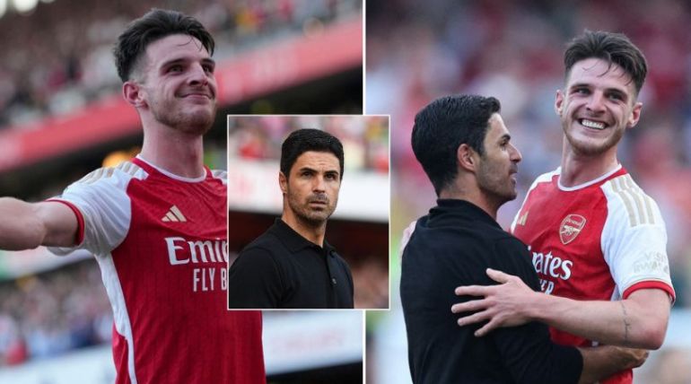 😬 Declan Rice reveals embarrassing sticker Mikel Arteta made him wear ...