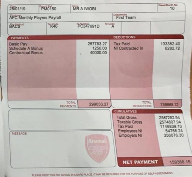 🚨 Former Arsenal star's 'payslip' leaked online, it's mind blowing